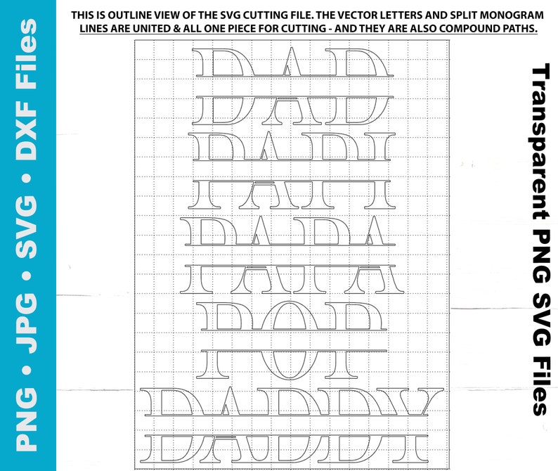 DAD Split Monogram Svg Daddy Svg Pop Svg Papa Svg Papi - Etsy