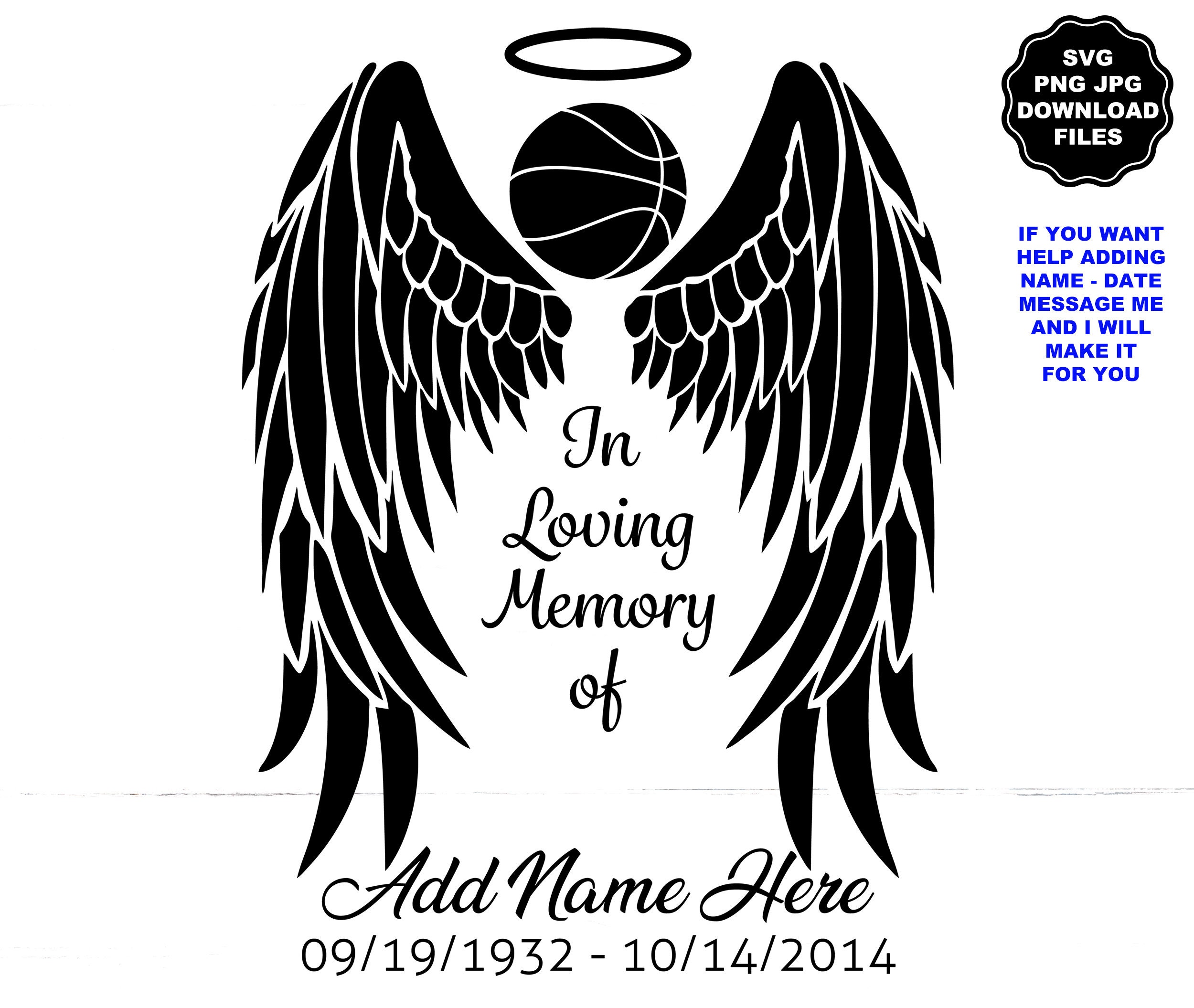 In Loving Memory Angel Wings SVG, Add Name W Wings, Angel Wings With ...