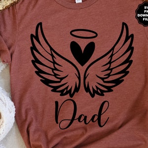 Dad Angel Wings SVG, in Loving Memory, Angel Wings Heart, Name With ...