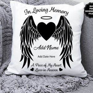 In Loving Memory Angel Wings SVG Angel Wings Heart Halo Heaven Add Name ...