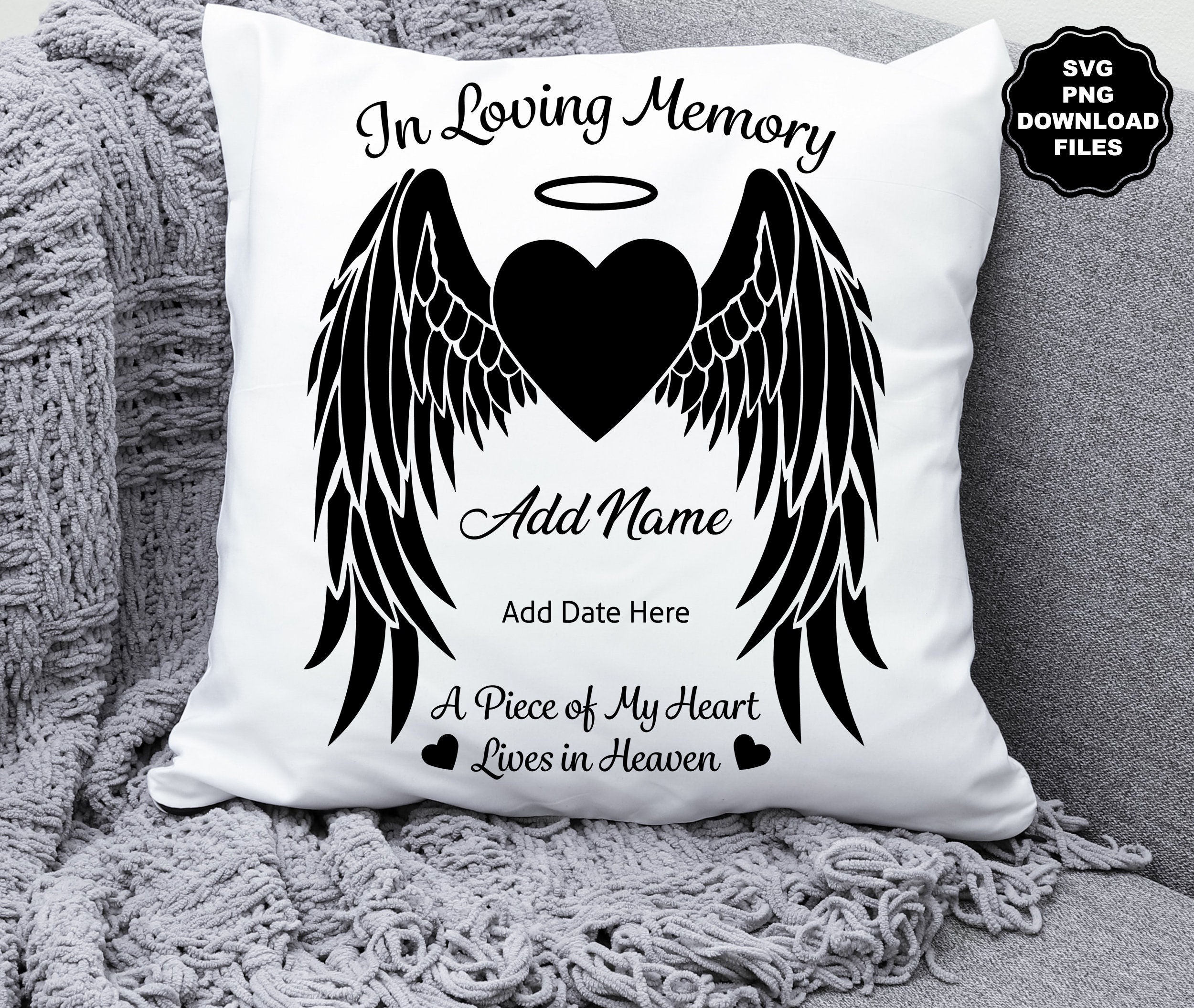 In Loving Memory Angel Wings SVG Angel Wings Heart Halo Heaven - Etsy ...