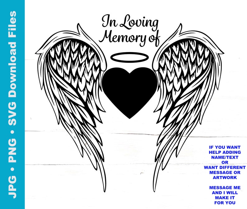 In Loving Memory Angel Wings SVG Add Name W Wings Angel - Etsy