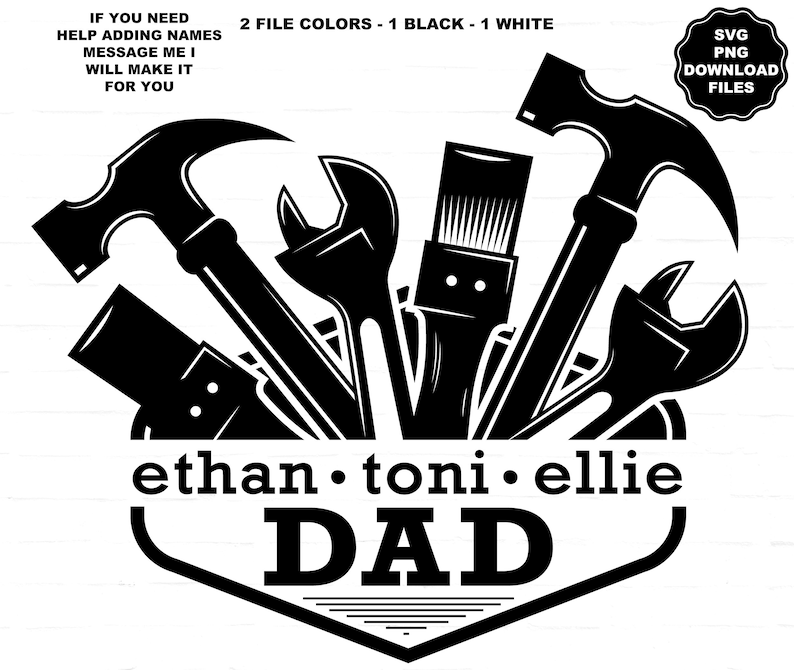 DAD Split Monogram Svg, Dad Tools, Dad Handyman, Dad Add Kids Names ...