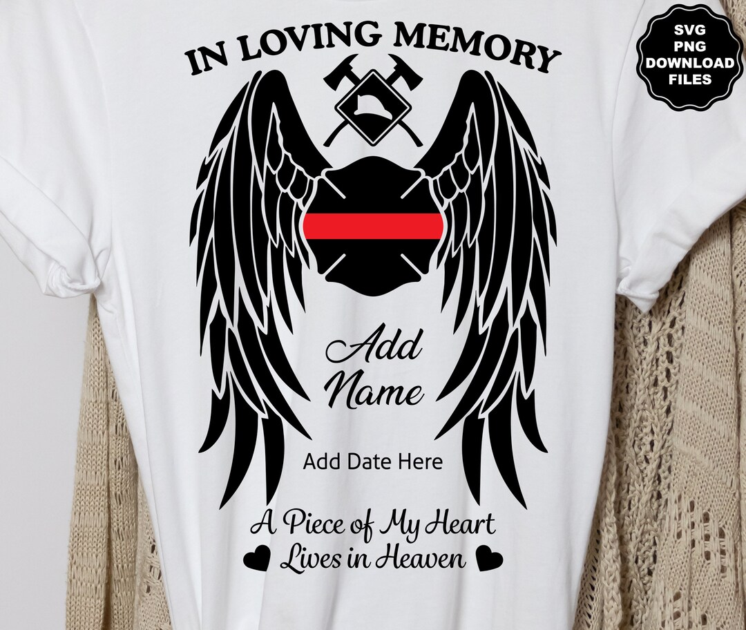 In Loving Memory Angel Wings SVG Firefighter, Angel Wings Fireman ...