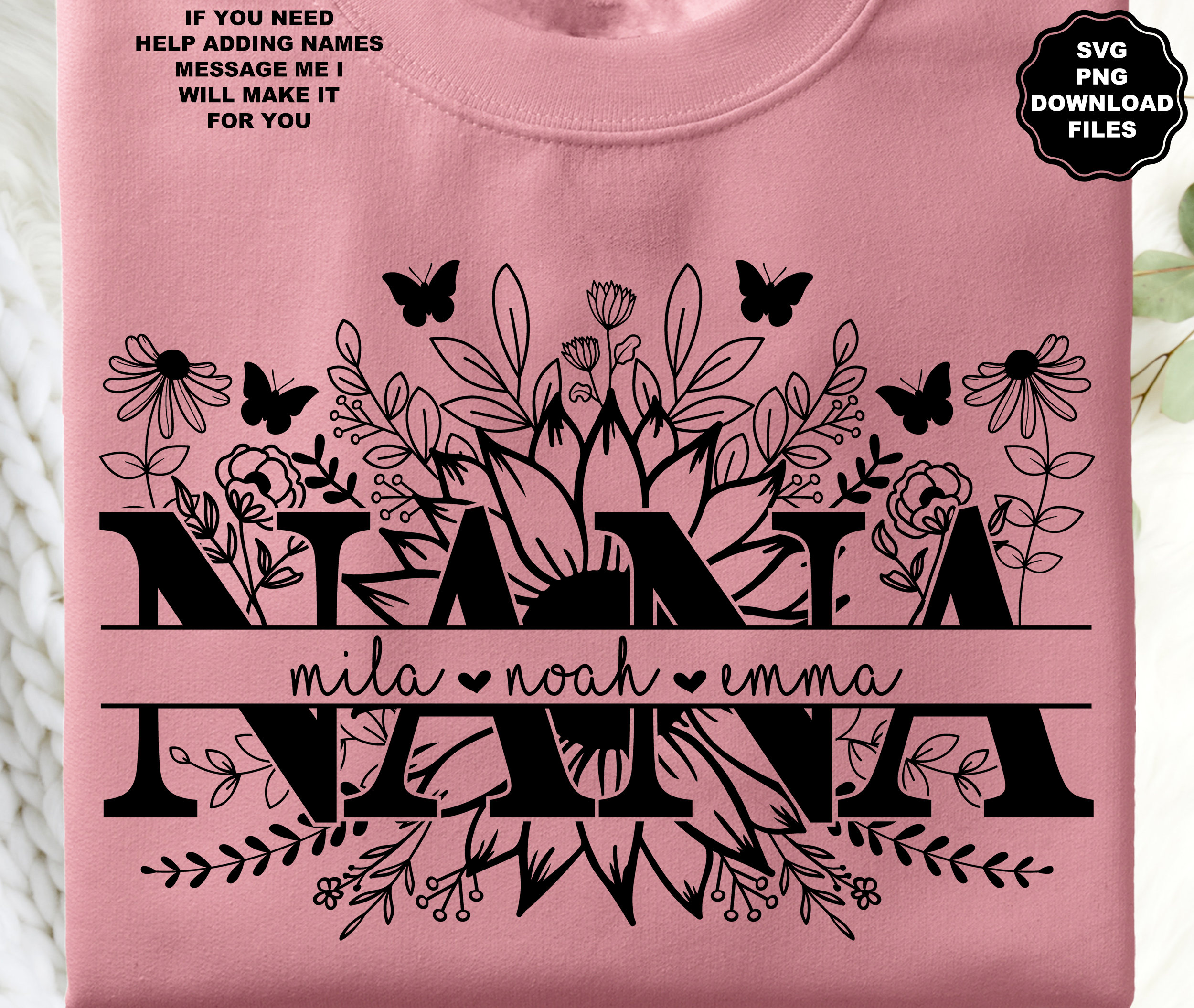 Nana Split Monogram Svg, Add Kids Names, Mother's Day SVG, Mom ...