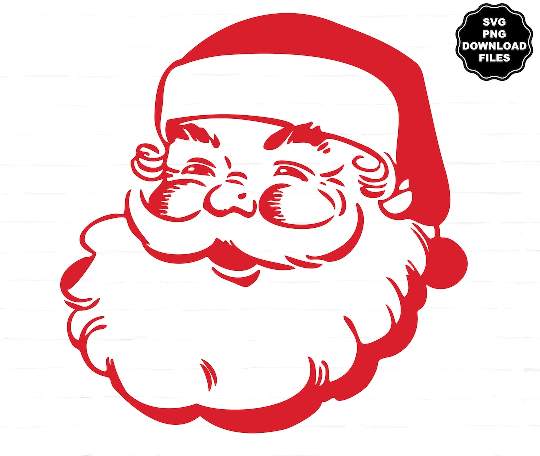 Santa Face SVG, Santa Face PNG, Vintage Santa Svg, Father Christmas ...