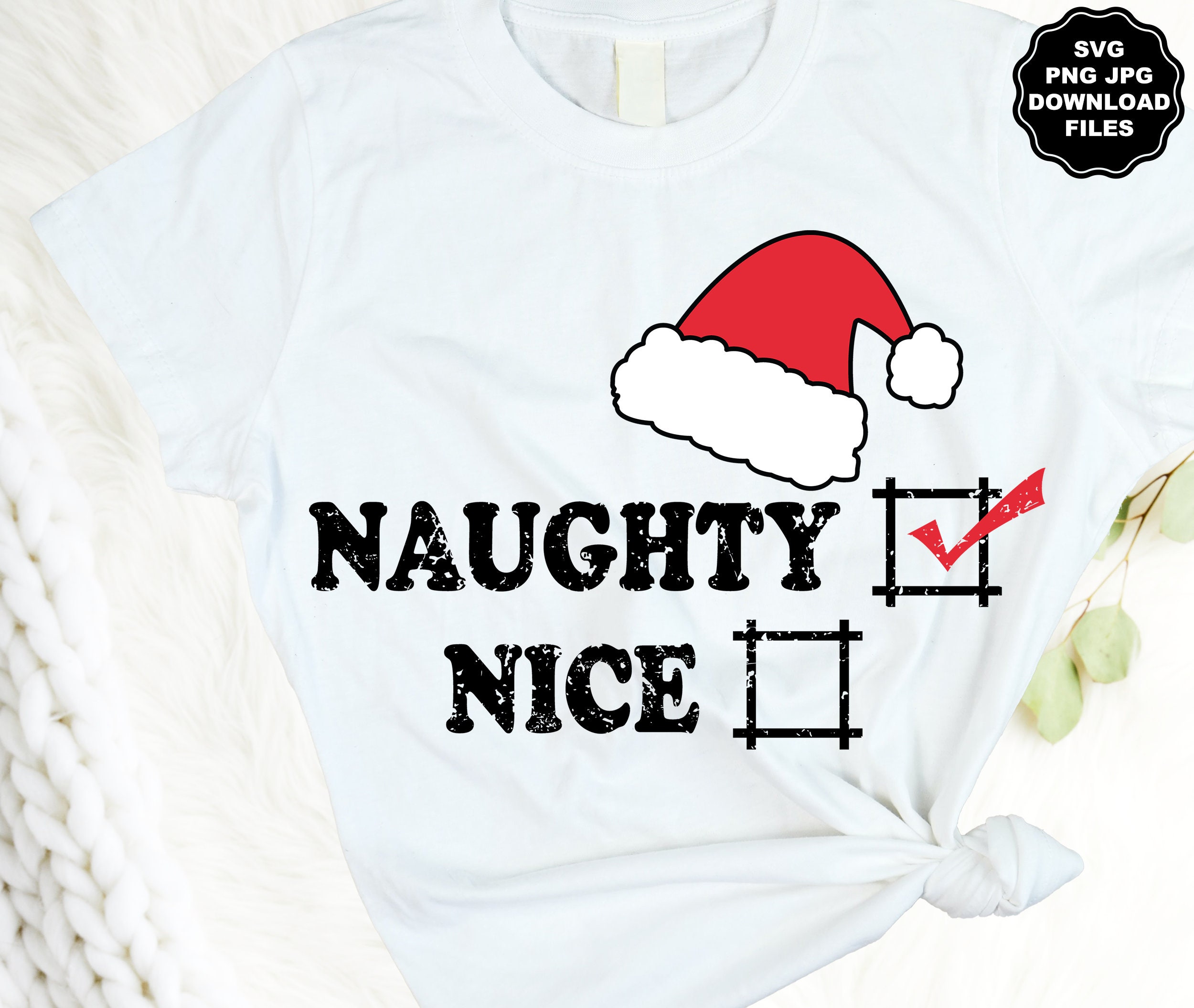 Naughty or Nice Christmas SVG, Santa Hat SVG, Christmas Clipart ...