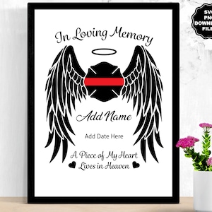 In Loving Memory Angel Wings SVG Firefighter, Angel Wings Fireman ...