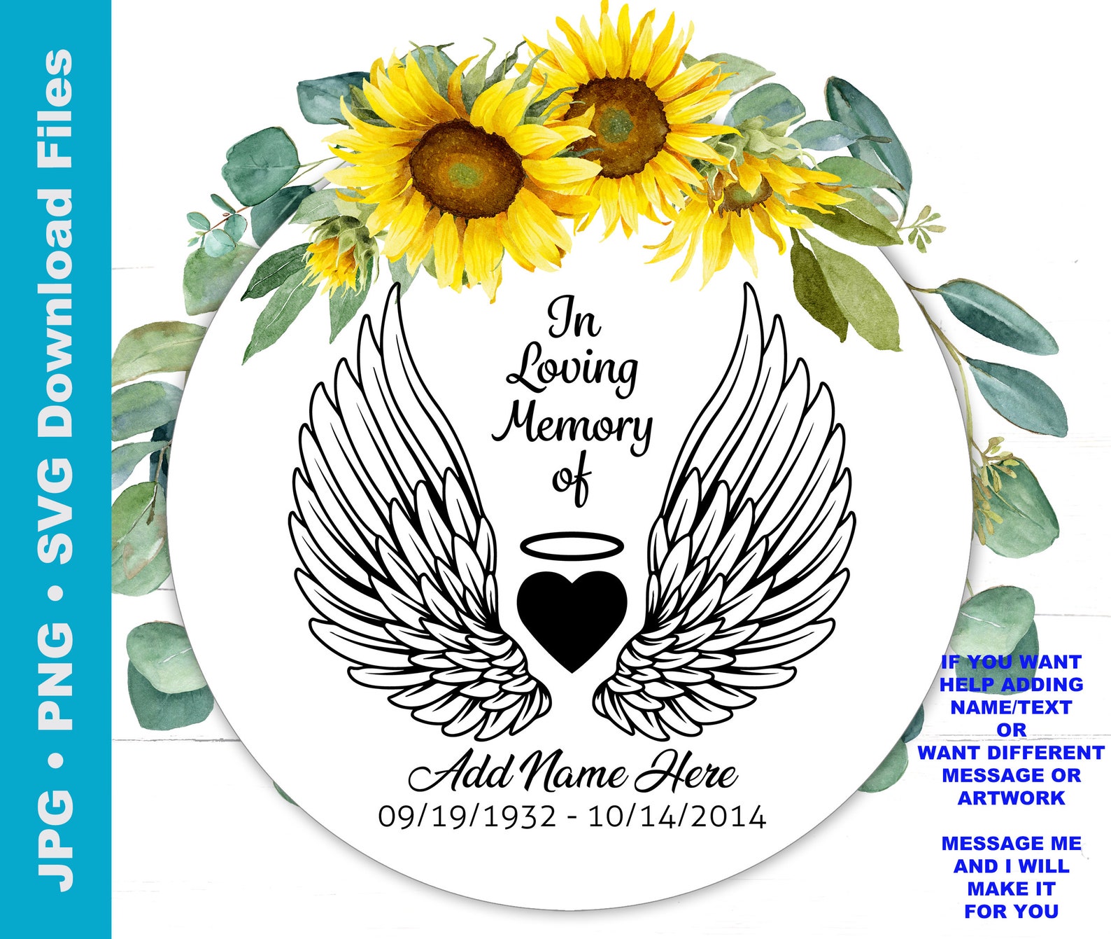 In Loving Memory of SVG Angel Wings SVG PNG Add Loved Ones - Etsy