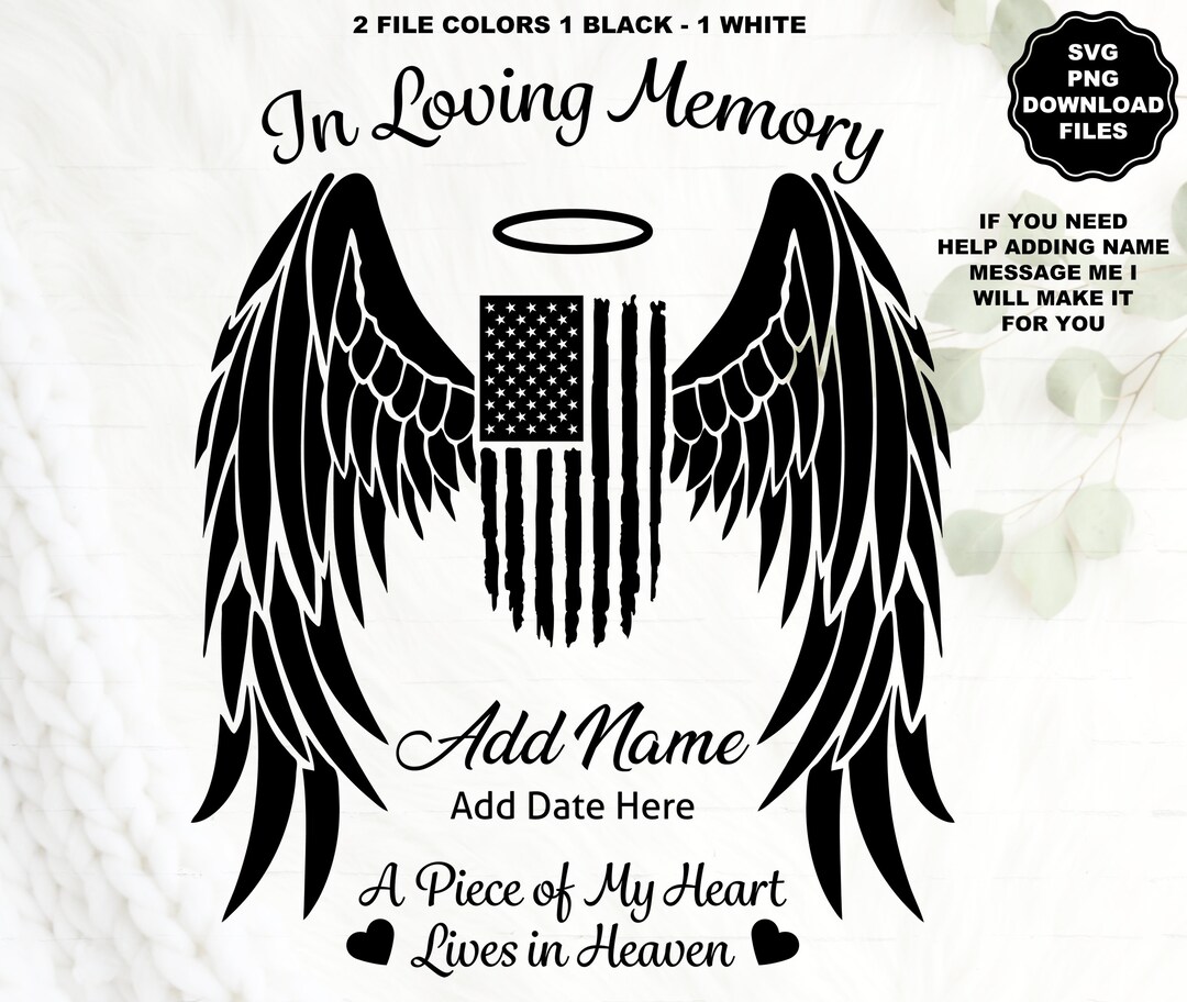 In Loving Memory Angel Wings SVG American Flag Military Veteran Angel ...