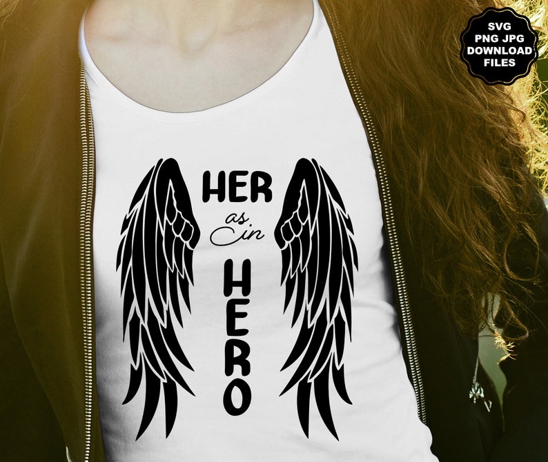 Her as in Hero SVG Angel Wings SVG Woman Hero PNG Angel - Etsy