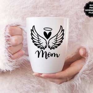 Mom Angel Wings SVG, in Loving Memory, Angel Wings Heart, Name With ...