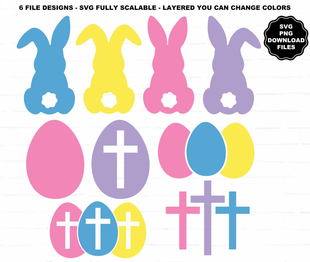Bunny Silhouette SVG, Easter Eggs SVG, 3 Crosses SVG Easter Svg Easter ...