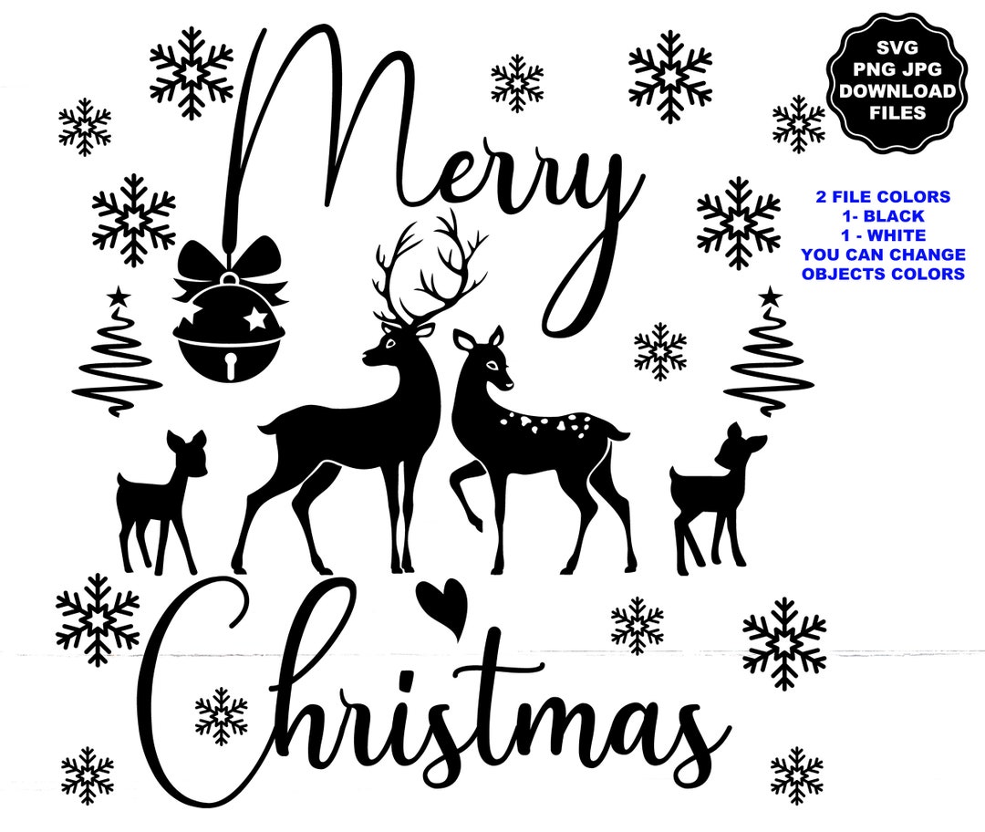 Merry Christmas Reindeer Family SVG Baby Deer Christmas - Etsy