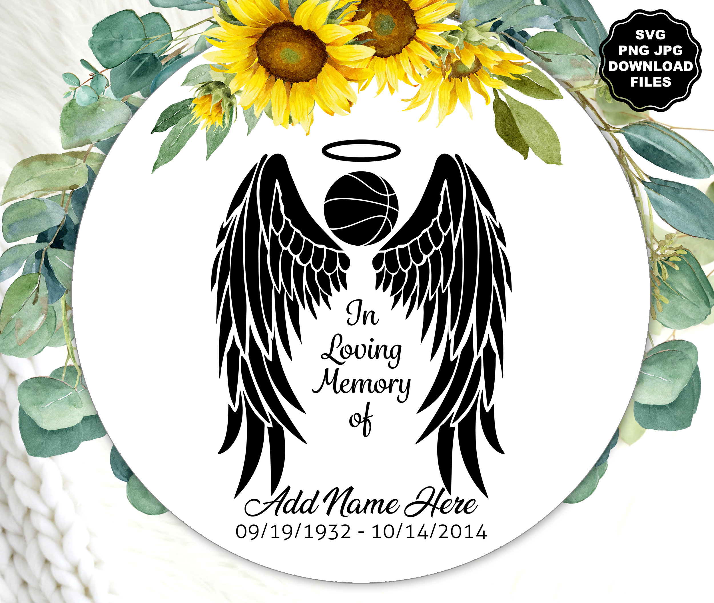 In Loving Memory Angel Wings SVG Add Name W Wings Angel - Etsy
