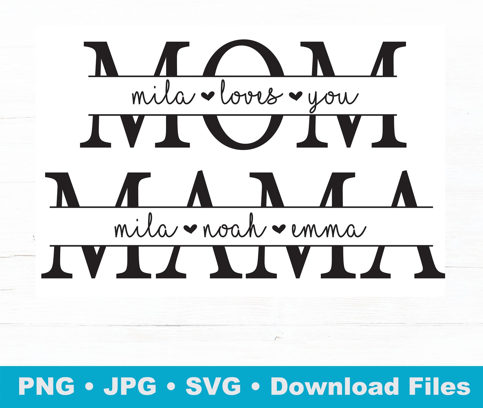 Mom Split Monogram Svg Add Kids Names Mama Svg Nina Svg - Etsy