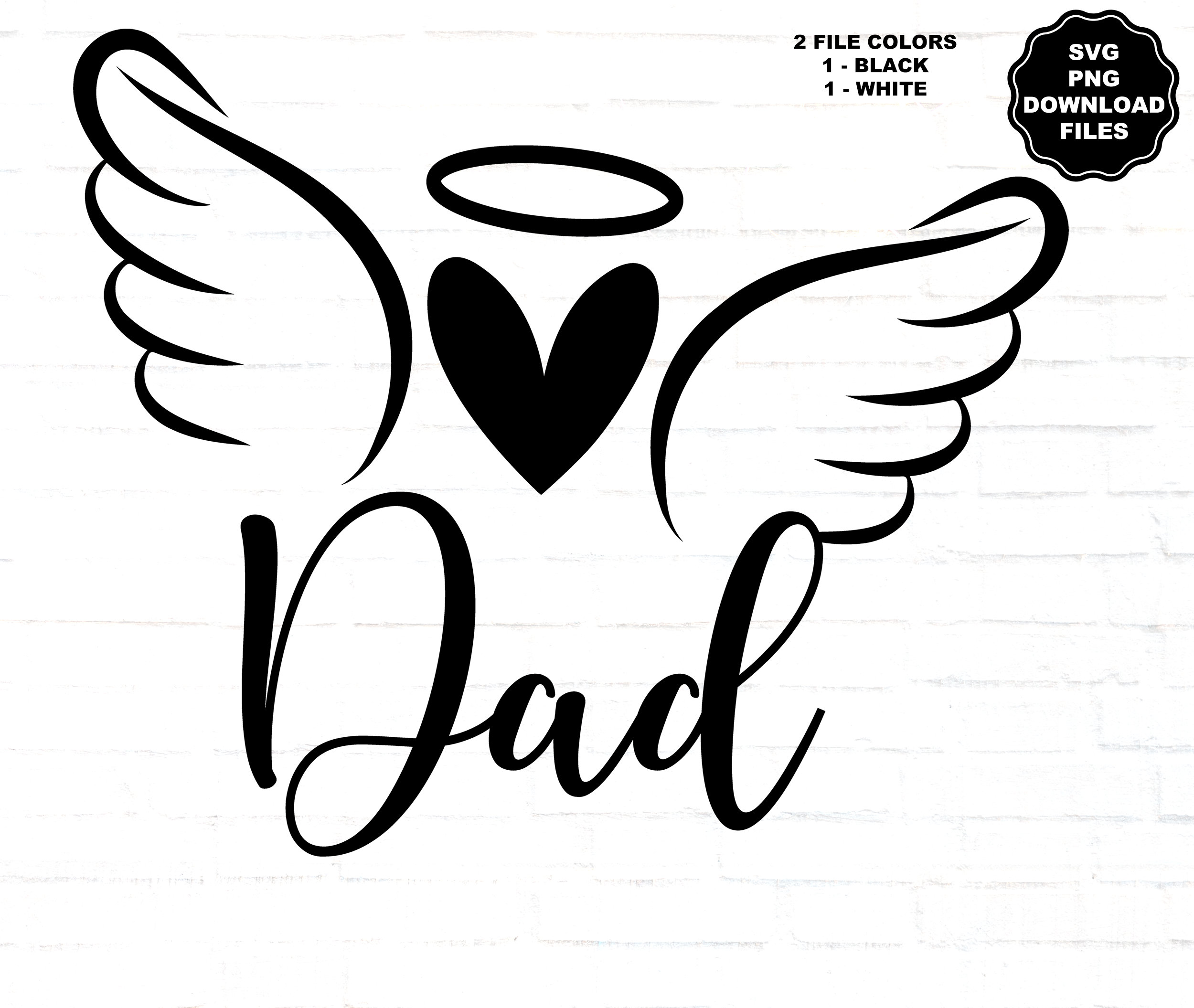 Dad Angel Wings SVG, in Loving Memory, Angel Wings Heart, Name With ...