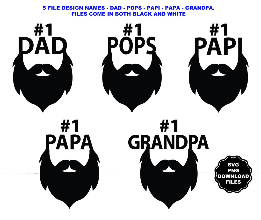 Papa barbe SVG, #1 papa, Papi, Papa, Pops, grand-père barbes, papa ...