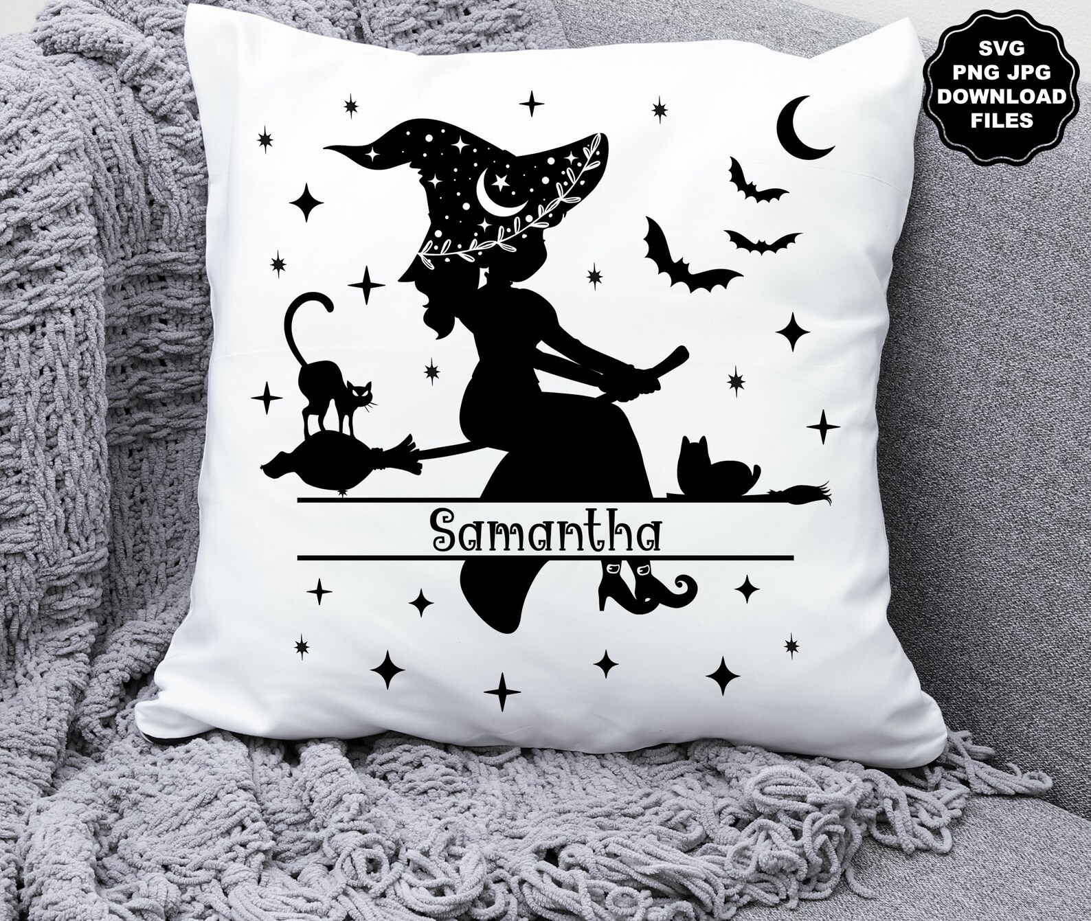 Cute Girl Witch SVG PNG Halloween Split Monogram Add Kids - Etsy