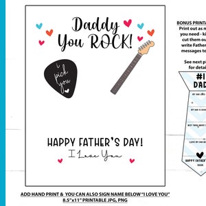 Daddy You Rock Guitar Handprint, Guitar Pick, I Pick You, Happy Father ...
