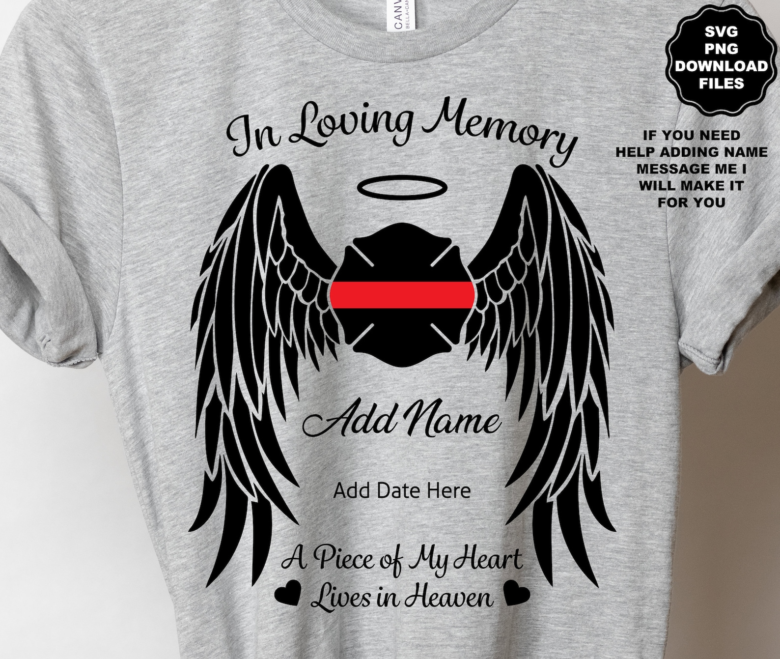 In Loving Memory Angel Wings SVG Firefighter, Angel Wings Fireman ...