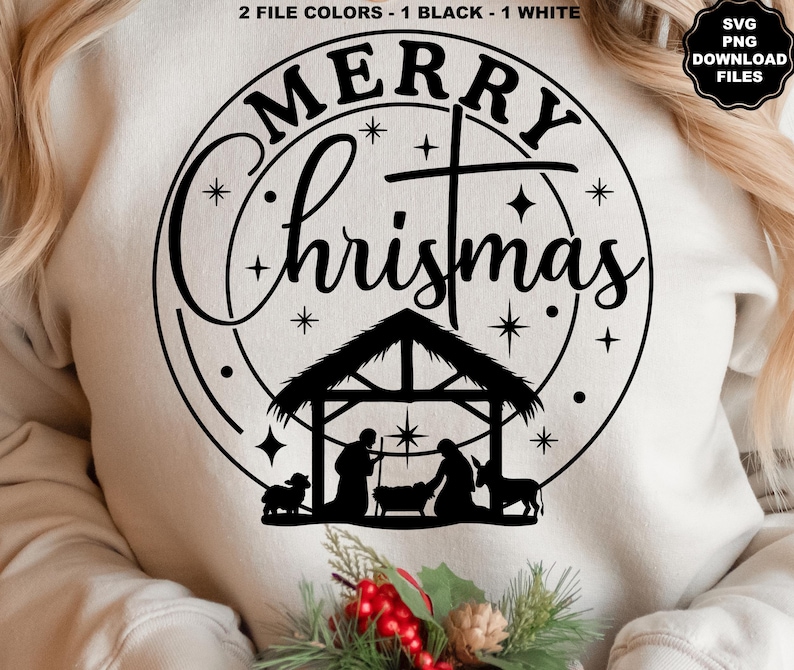 Christmas SVG PNG, Manger SVG, Merry Christmas, Manger Silhouette ...