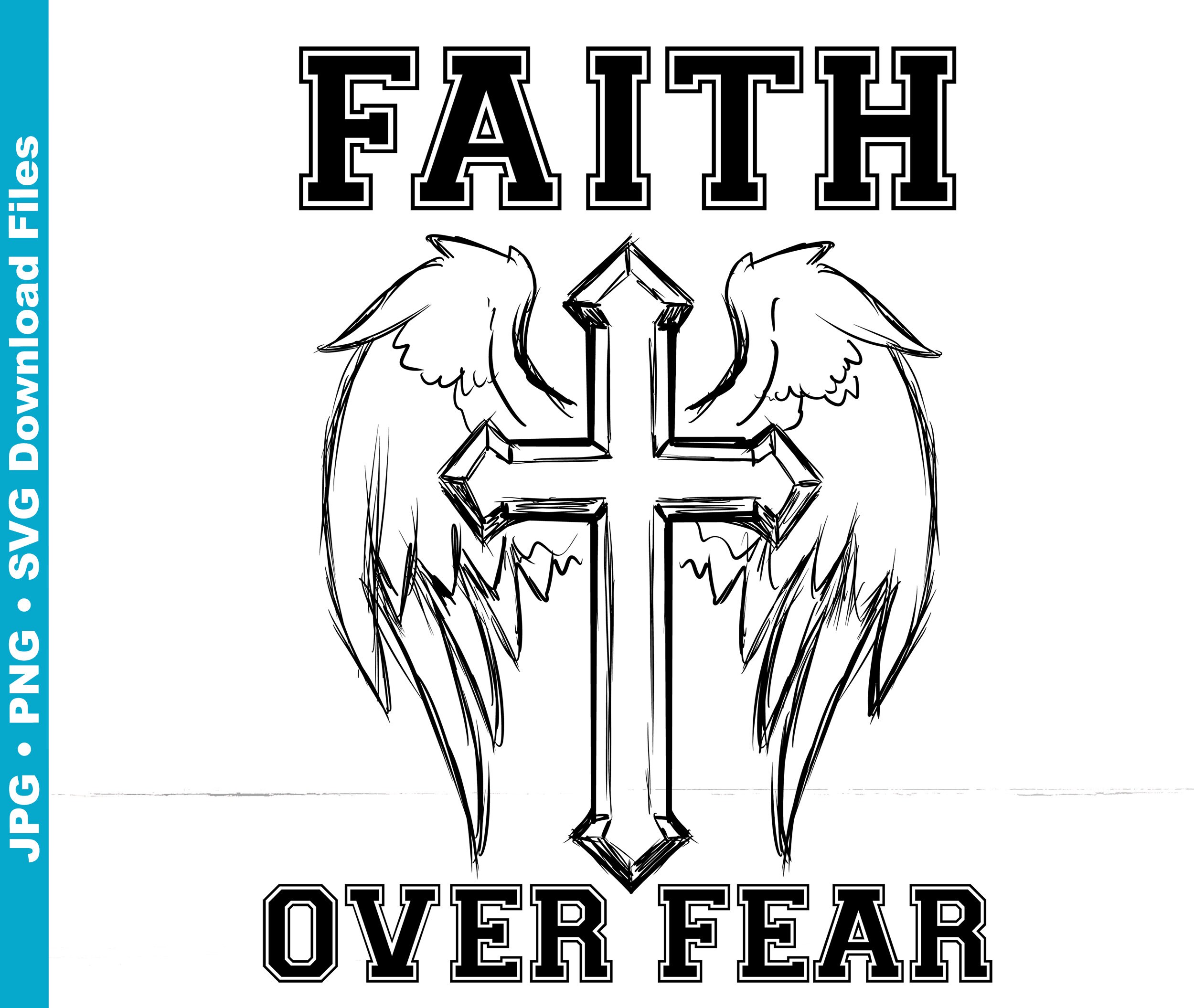Faith Over Fear SVG Christian Cross Angel Wings God is - Etsy