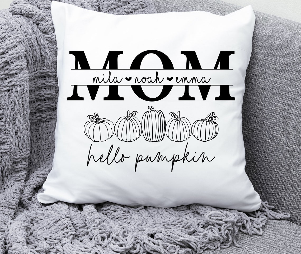 Mom SVG, Mom Split Monogram SVG Add Kids Names, Hello Pumpkin Outlines ...