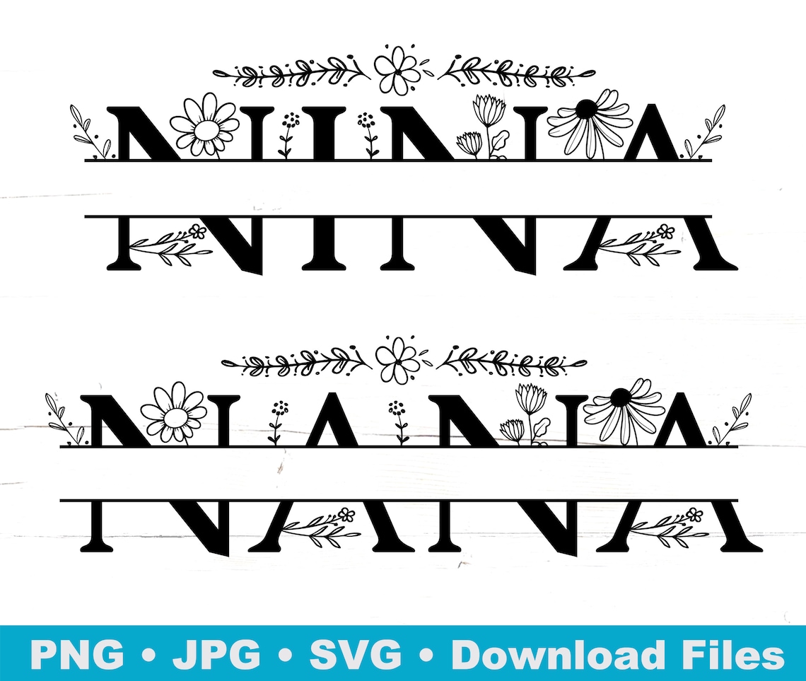 Mom Split Monogram Svg Add Kids Names Svg Wildflower Split - Etsy