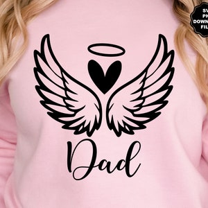 Dad Angel Wings SVG, in Loving Memory, Angel Wings Heart, Name With ...