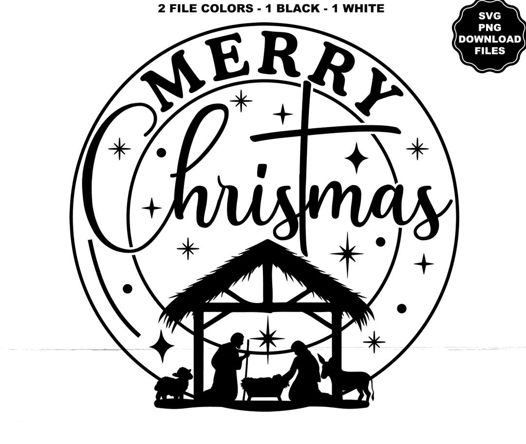 Christmas SVG PNG, Manger SVG, Merry Christmas, Manger Silhouette ...