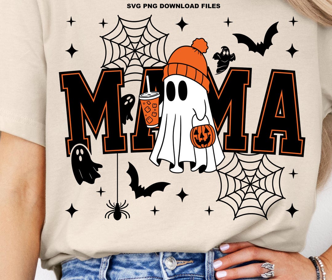 Halloween SVG, Halloween PNG, Mama Ghost, Ghost With Beanie, Ghost With ...