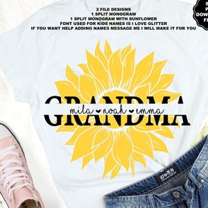 Grandma Split Monogram Svg Png, Sunflower Split Monogram Svg Png, Add ...