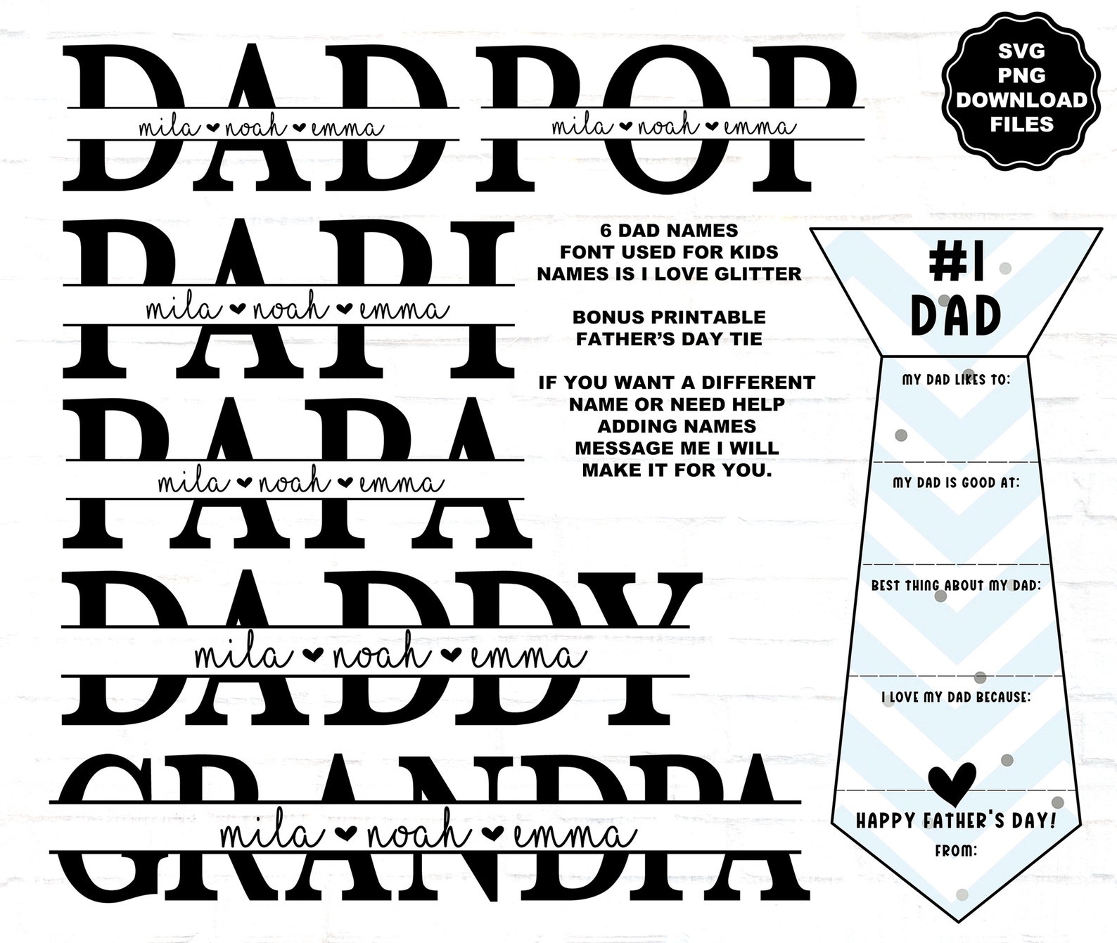 DAD Split Monogram svg, Daddy svg, Pop svg, Papa svg, Papi svg, Papa ...