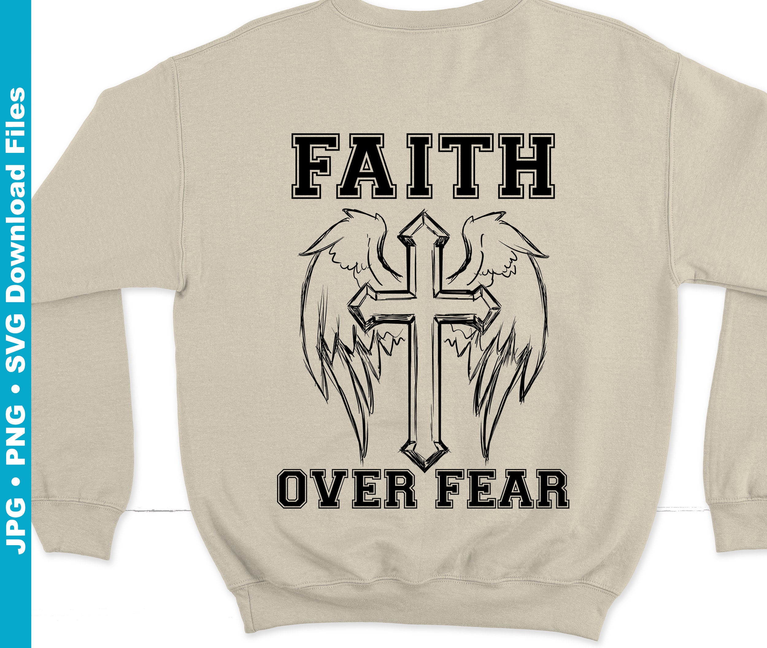 Faith Over Fear SVG Christian Cross Angel Wings God is - Etsy