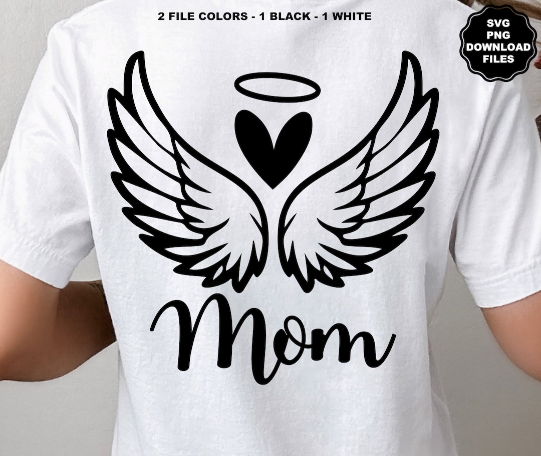 Mom Angel Wings SVG, in Loving Memory, Angel Wings Heart, Name With ...