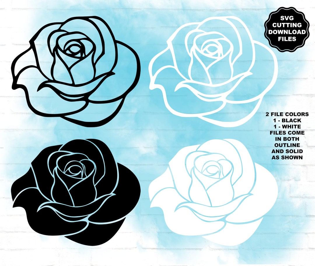 Rose SVG Cutting File, Rose Outline, Rose Silhouette, Sublimation ...