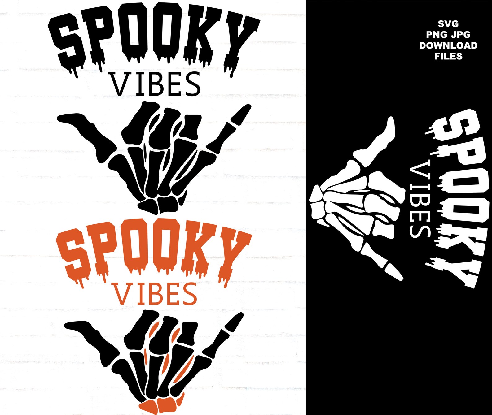 Spooky Vibes SVG Skeleton Hand SVG Skeleton Hand Rock on - Etsy
