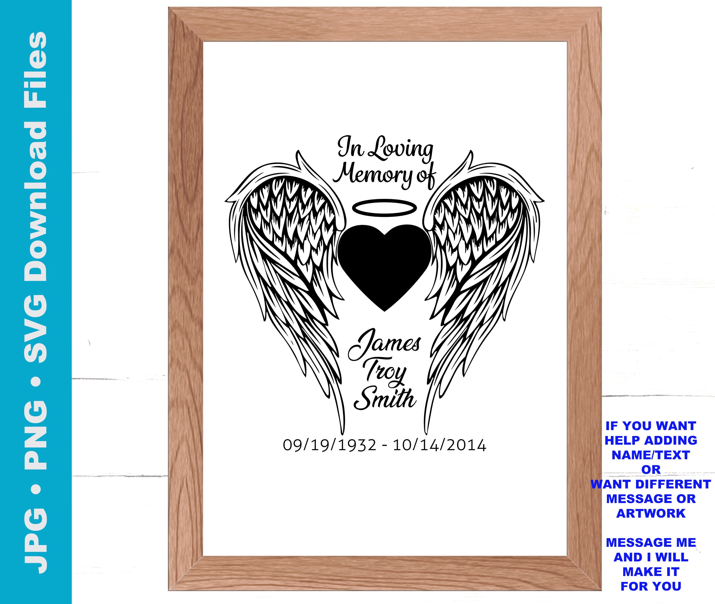 In Loving Memory Angel Wings SVG Add Name W Wings Angel - Etsy