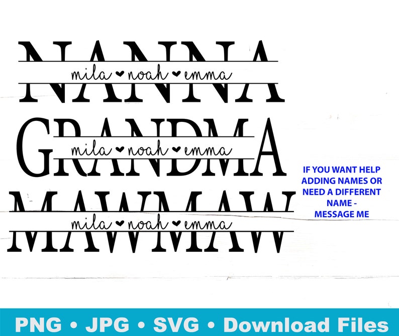 Mom Split Monogram Svg Add Kids Names Mama Svg Nina Svg - Etsy