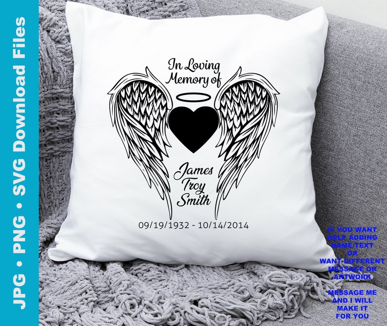 In Loving Memory Angel Wings SVG Add Name W Wings Angel - Etsy
