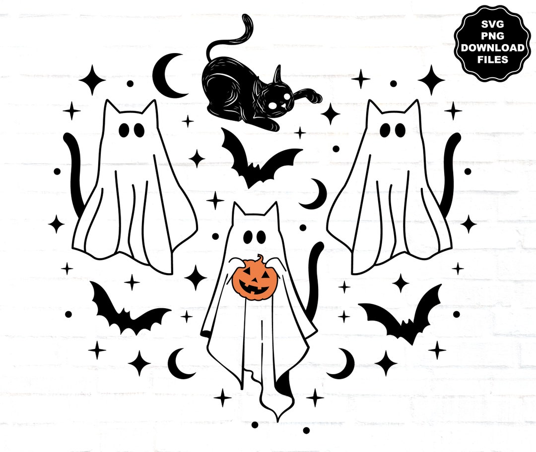 Ghost Cats SVG, Cat Ghosts SVG, Ghost Kitty, Ghost Kitties, Ghost Cat T ...
