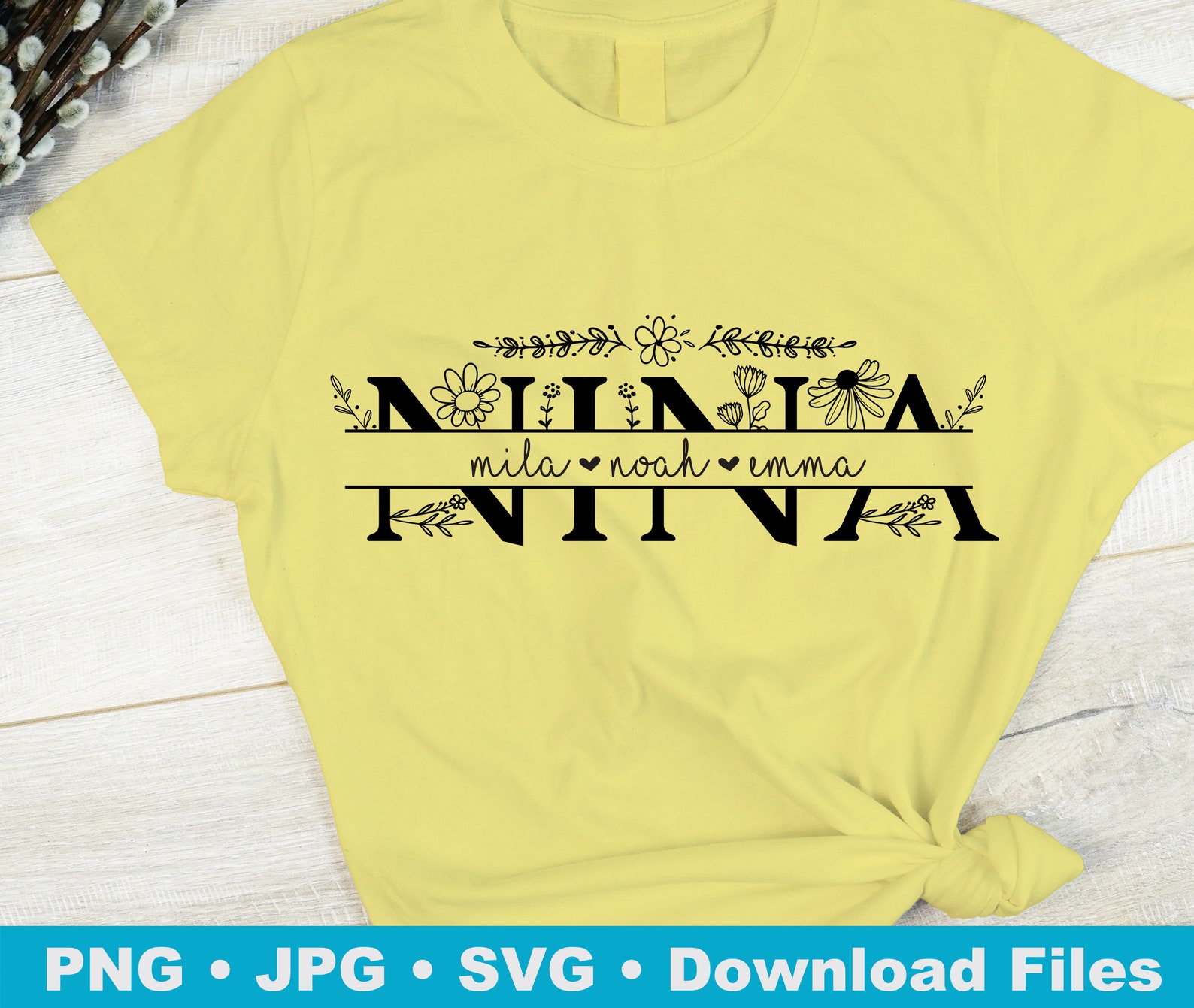 Mom Split Monogram Svg Add Kids Names Svg Wildflower Split - Etsy