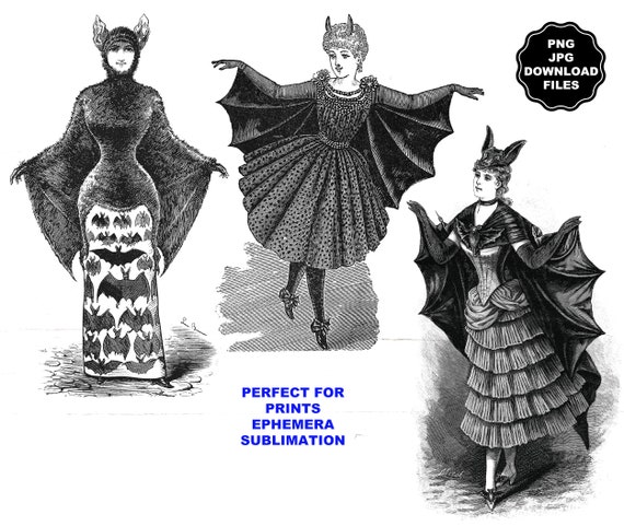 Antique Bat Lady Illustrations Little Demon Bat Girl - Etsy