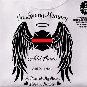 In Loving Memory Angel Wings SVG Firefighter, Angel Wings Fireman ...