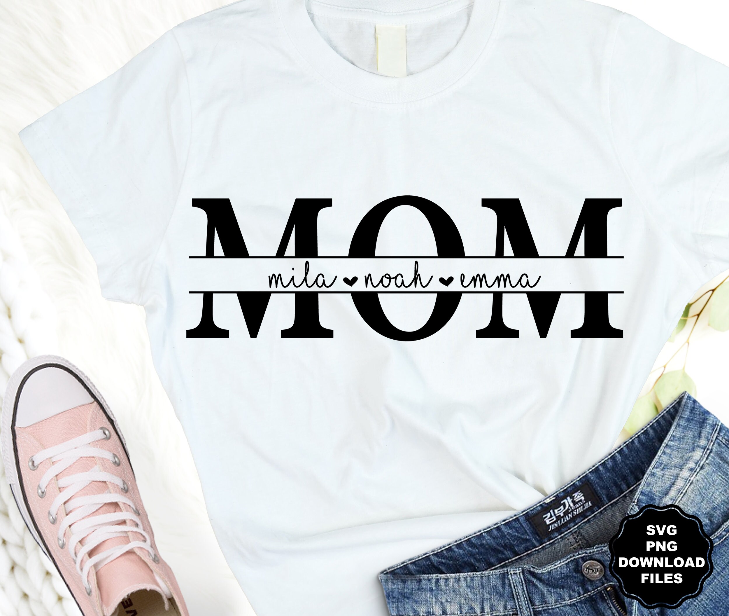 Mom Split Monogram Svg, Add Kids Names, Mother's Day, Mama, Nina, Mum ...