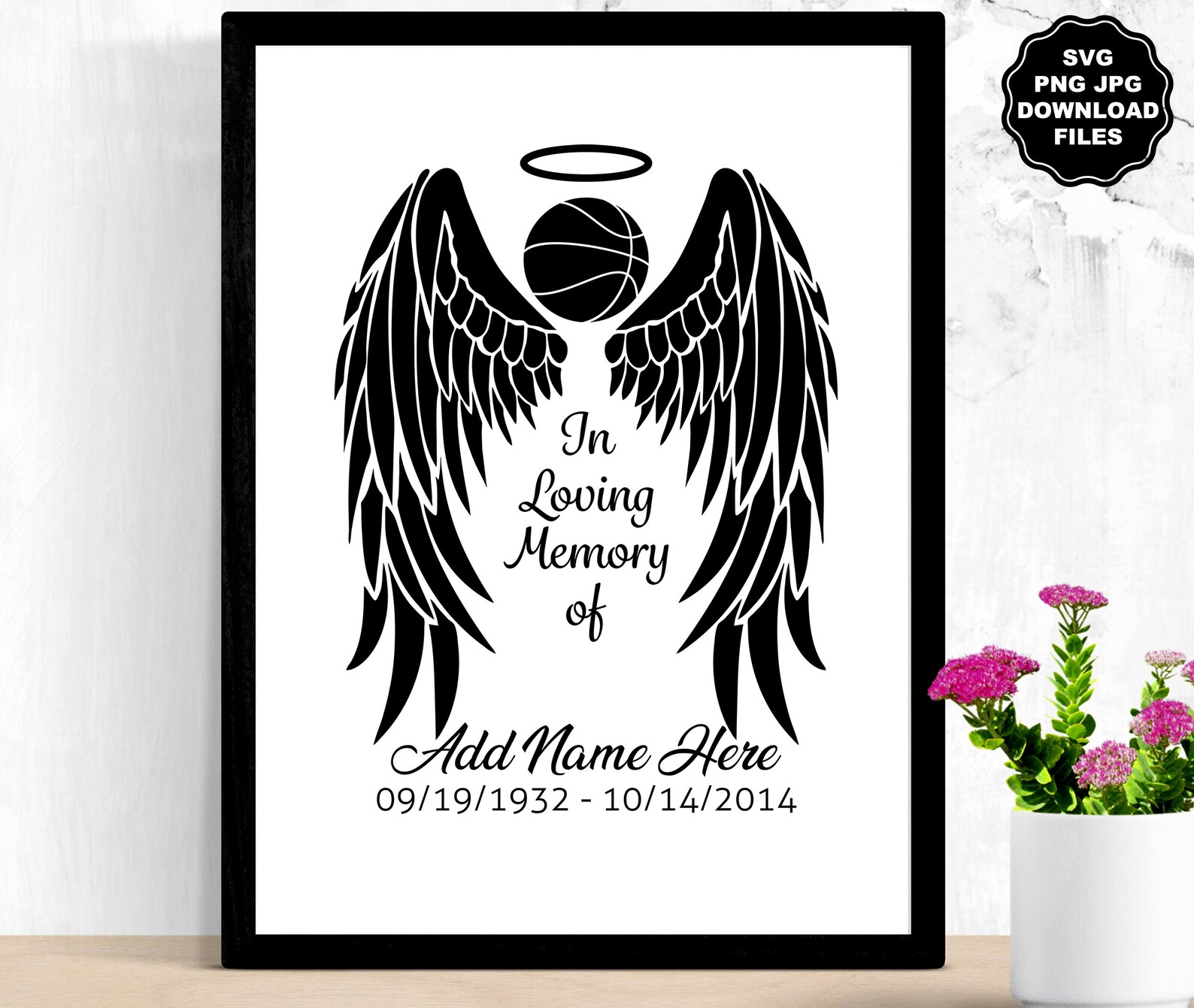 In Loving Memory Angel Wings SVG Add Name W Wings Angel - Etsy