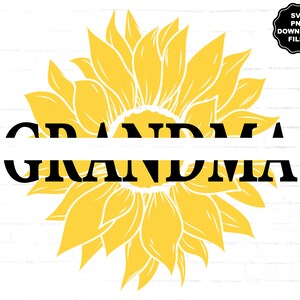 Grandma Split Monogram Svg Png, Sunflower Split Monogram Svg Png, Add ...