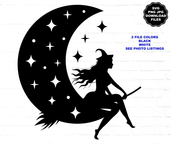 Cute Witch SVG Celestial Moon Witch SVG Witch Halloween - Etsy