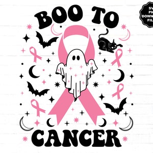 Boo to Cancer Ghost SVG, October Breast Cancer Awareness Month, Pink ...